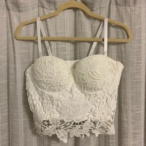 Tops | Floral Lace Corset Crop Top Bustier | Poshmark